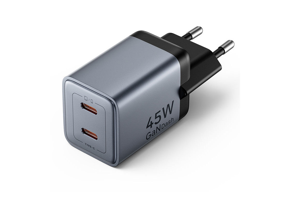 Vention 2-Port USB (C + C) GaN Charger (45W/45W) EU-Plug Gray ...